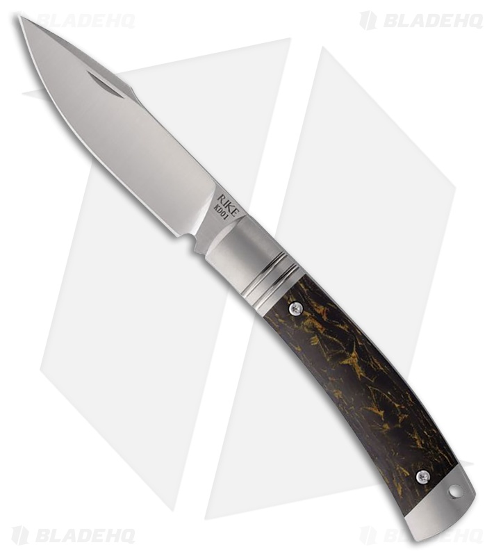 Rike Knife Slip Joint Pocket Knife Black/Gold Carbon Fiber