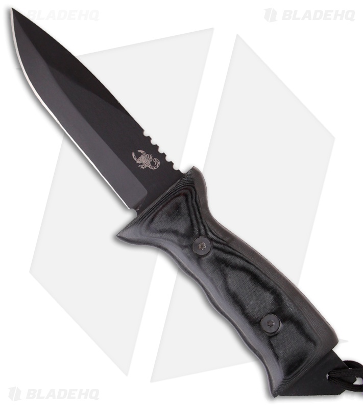 Scorpion Knives Overt Interceptor Knife Fixed Blade (5" Black Plain ...