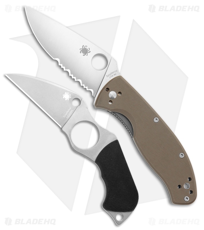 Spyderco Tenacious M4 Brown + Spyderco Swick 6 Fixed Blade Knife