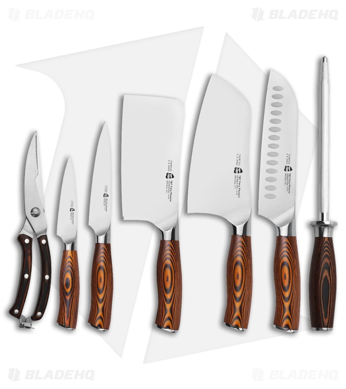 Tuo Cutlery Fiery Phoenix 8-Piece Kitchen Knife Block Set (Cleaver ...