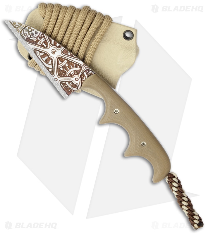 Alan Folts Custom Titanium Minimalist Wharncliffe Neck Knife w/ Tan G10 ...