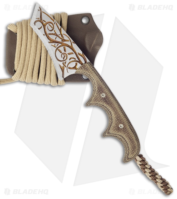 Alan Folts Custom Titanium Minimalist Recurve Tanto Neck Knife Brown ...