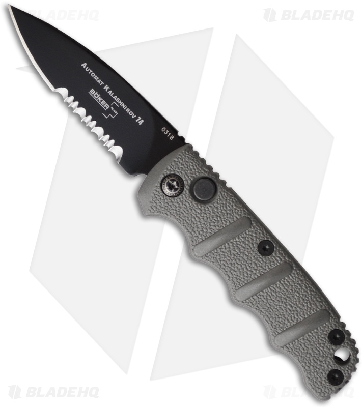 Boker Mini Kalashnikov Serrated Automatic Knife - D2 Black + Gray ...