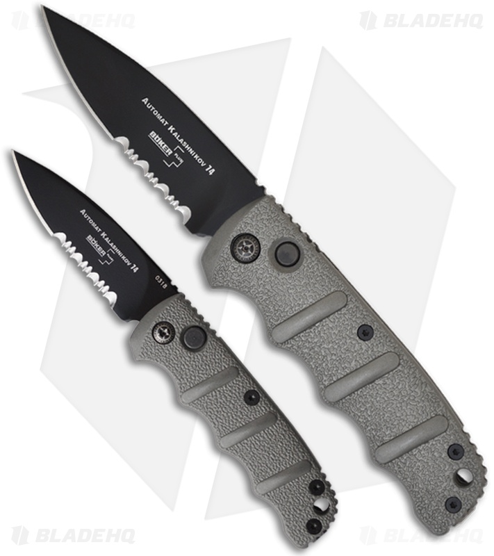 Boker Mini Kalashnikov Serrated Automatic Knife - D2 Black + Gray ...