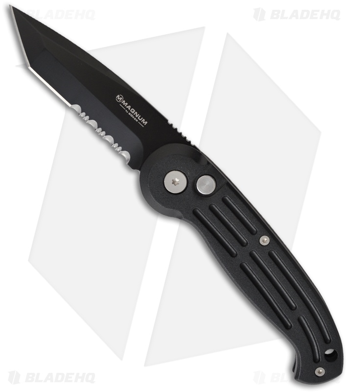 Boker | Magnum Tanto Automatic Knife | Black | Black Serrated | Blade HQ