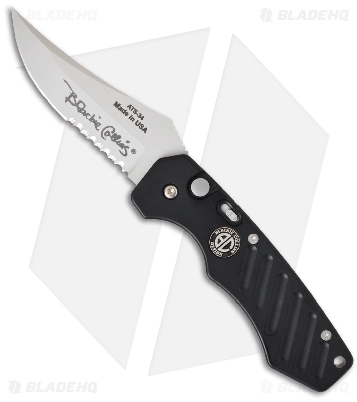 Meyerco Blackie Collins Tactical Automatic Knife (3.38" Bead Blast Serr ...