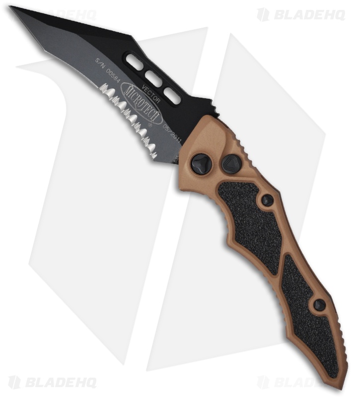 Microtech Vector Desert Brown Automatic Knife (3.95" Black Serr) 132 ...