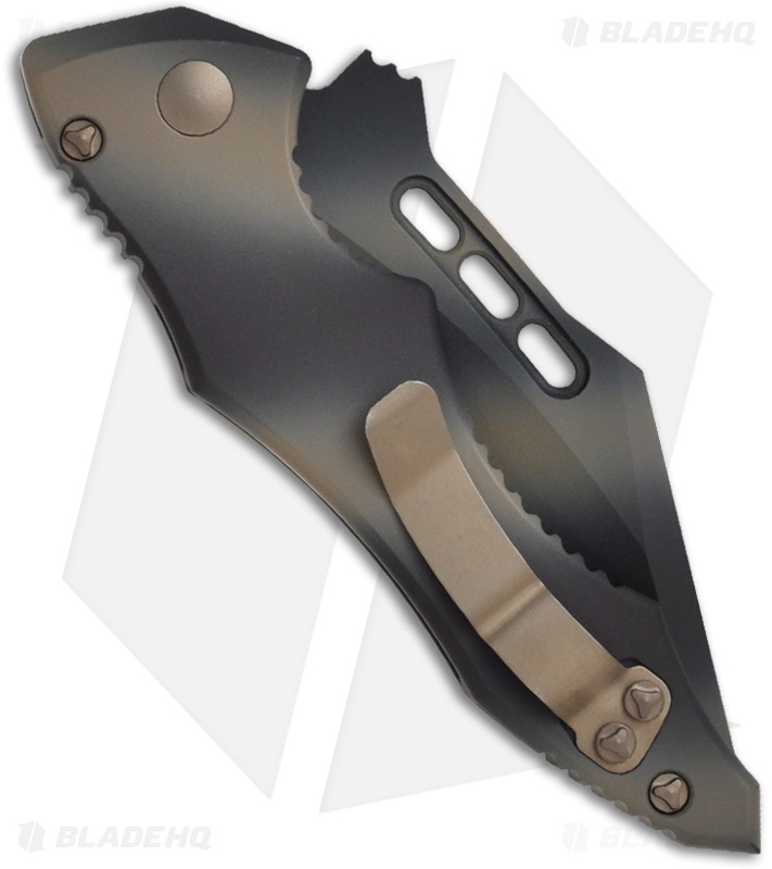 Microtech Tan Camo Vector Automatic Knife (3.95" Serr) 132-2TC - Blade HQ