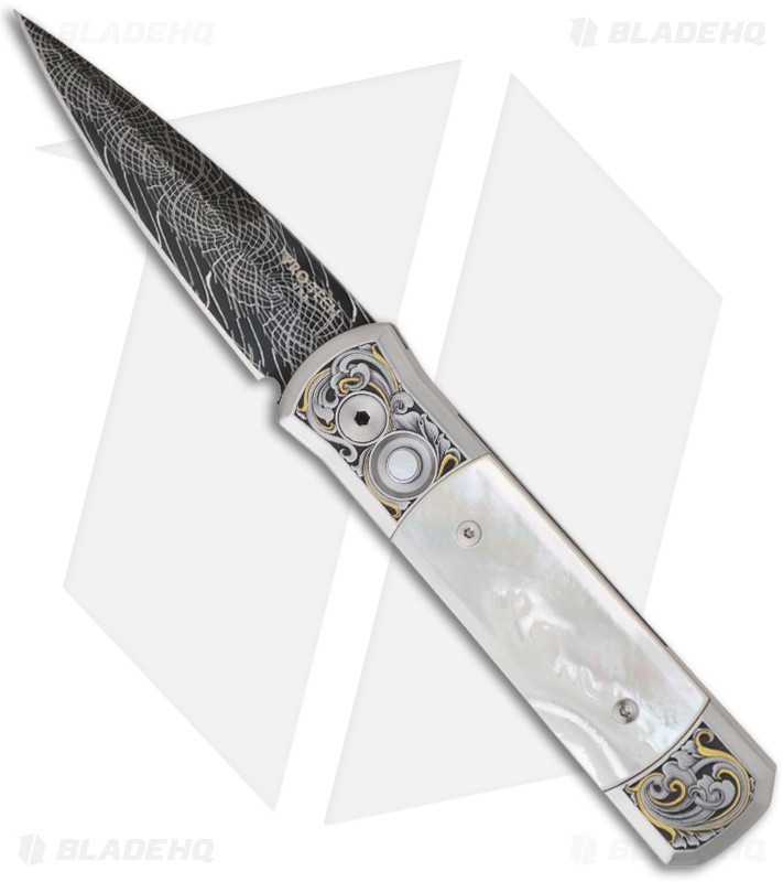 Pro-Tech Ultimate Custom Steel Godson Knife Mother of Pearl (Damascus ...
