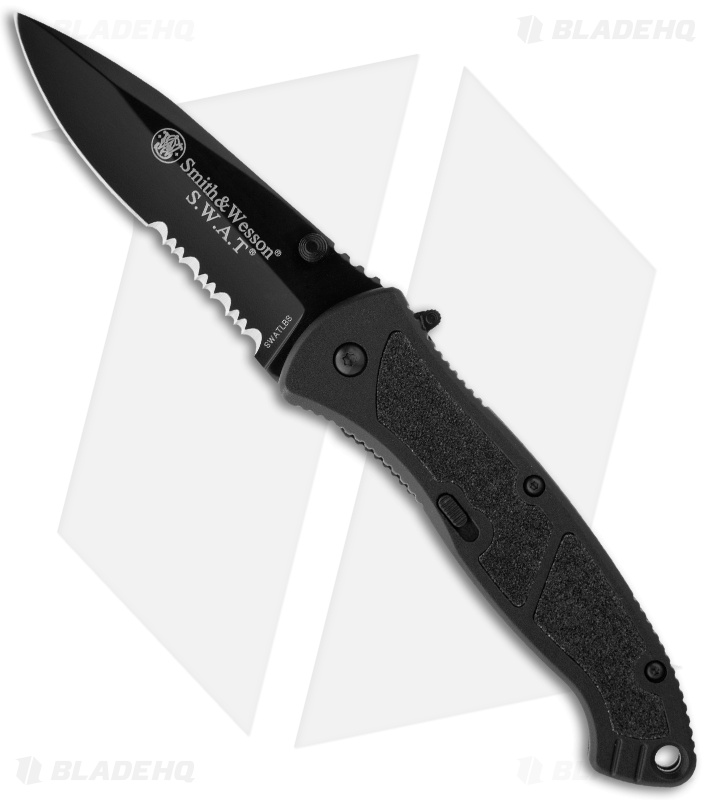 Smith & Wesson Large SWAT MAGIC Spring Assist Knife (Black SER) SWATLBS ...