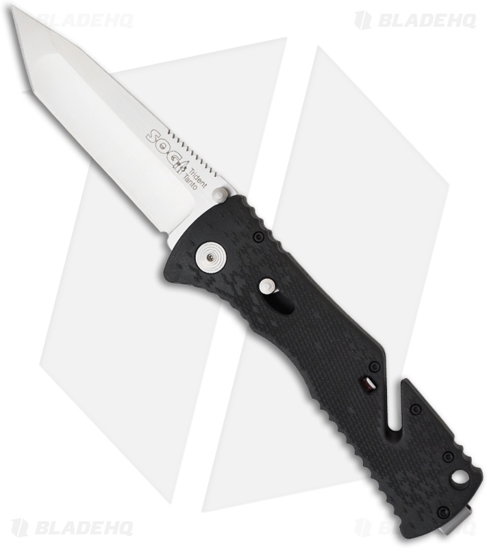 SOG Trident Large Tanto Assisted Opening Knife Black (3.75" Satin) TF-6 ...